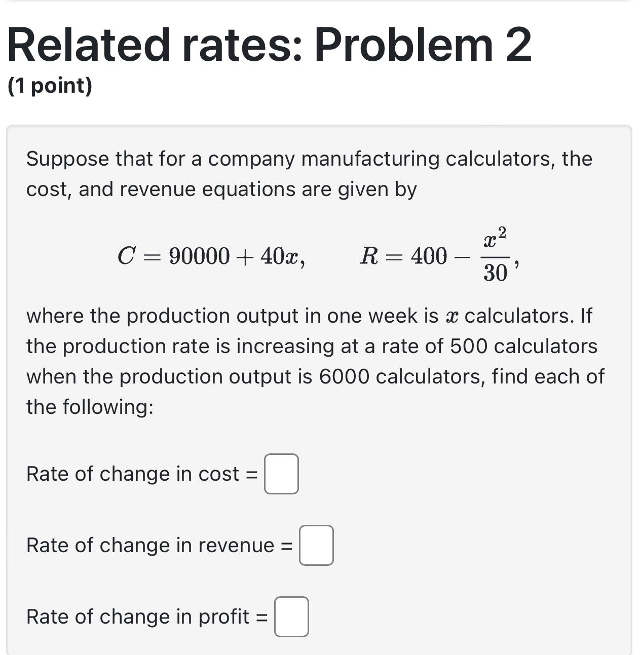 Solved Related rates: Problem 2(1 ﻿point)Suppose that for a | Chegg.com