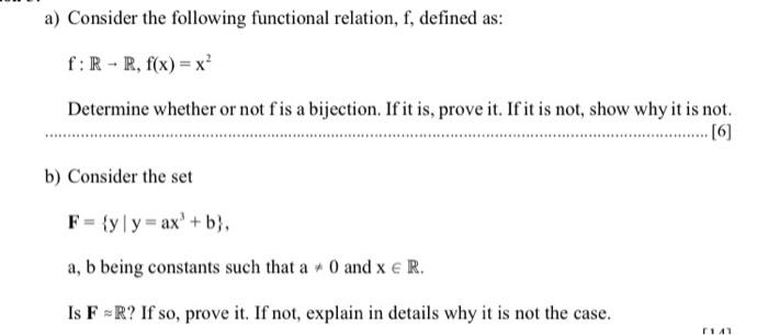 Solved a) Consider the following functional relation, f, | Chegg.com