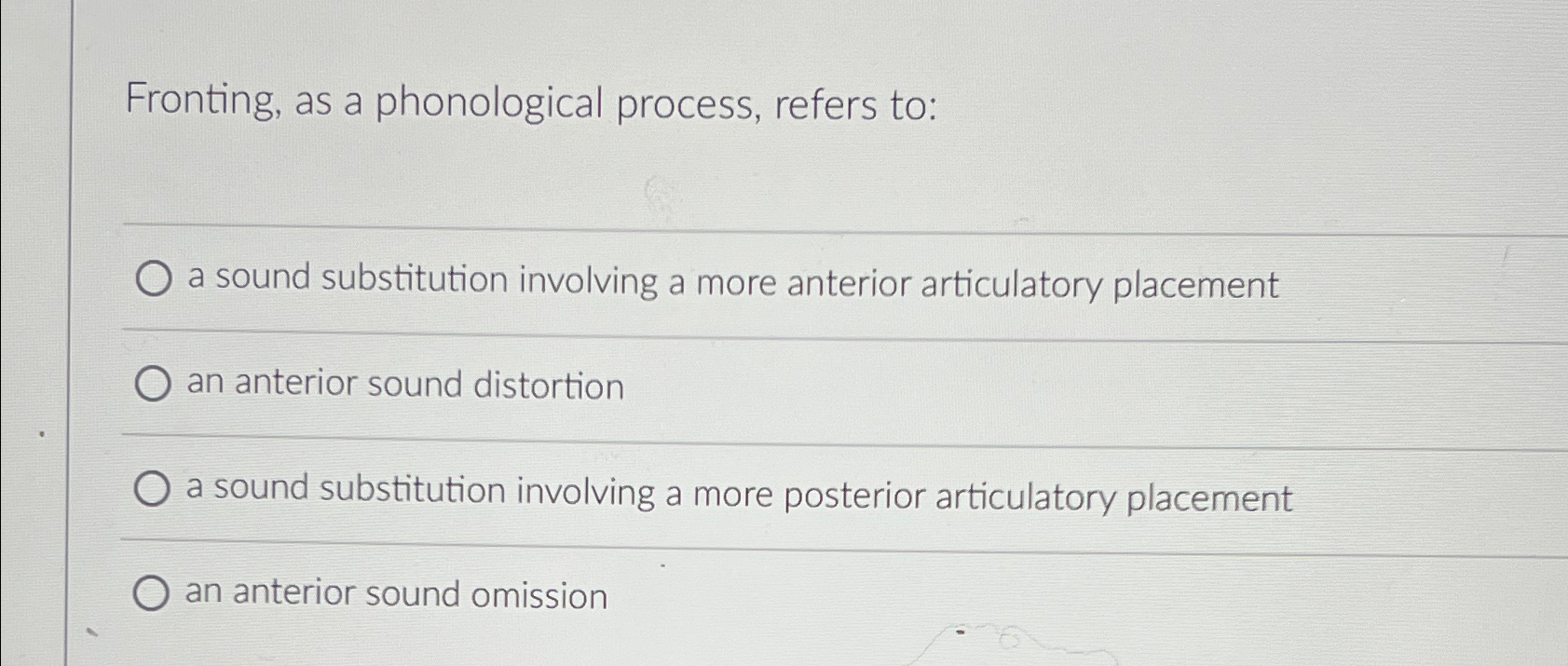 Solved Fronting, as a phonological process, refers to:a | Chegg.com