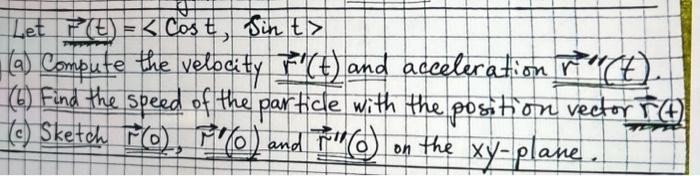 Solved Let r(t)= cost,sint (a) Compute the velocity r′(t) | Chegg.com