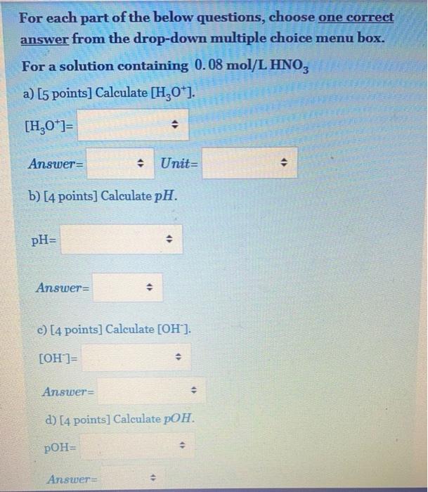 Solved For each part of the below questions, choose one | Chegg.com