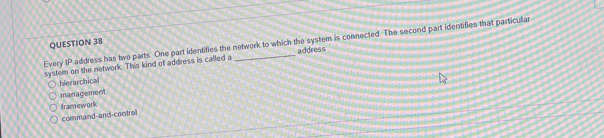 Solved Every IP address has two parts. One part identifies | Chegg.com