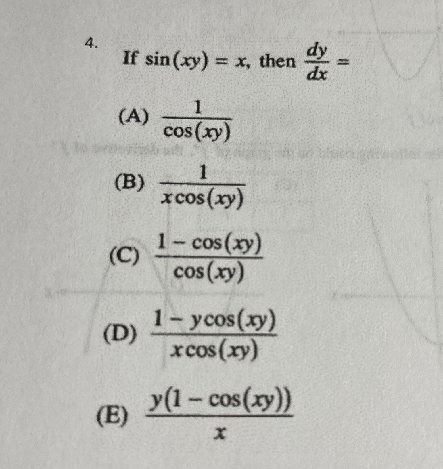 Solved If sin(xy)=x, ﻿then | Chegg.com