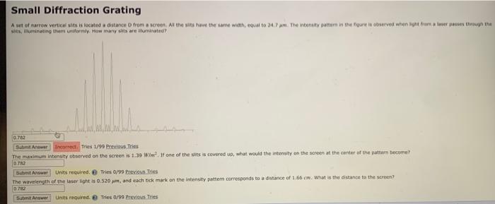 Solved Small Diffraction Grating Tries wos ereyious Trits | Chegg.com