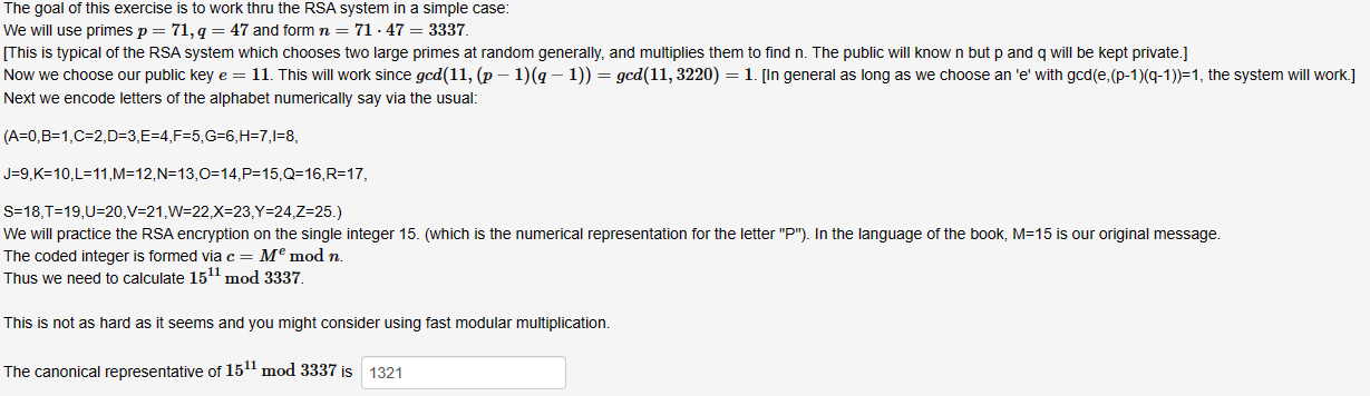 The goal of this exercise is to work thru the RSA | Chegg.com