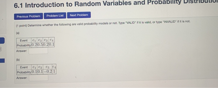 Solved 6.1 Introduction to Random Variables and Probability | Chegg.com