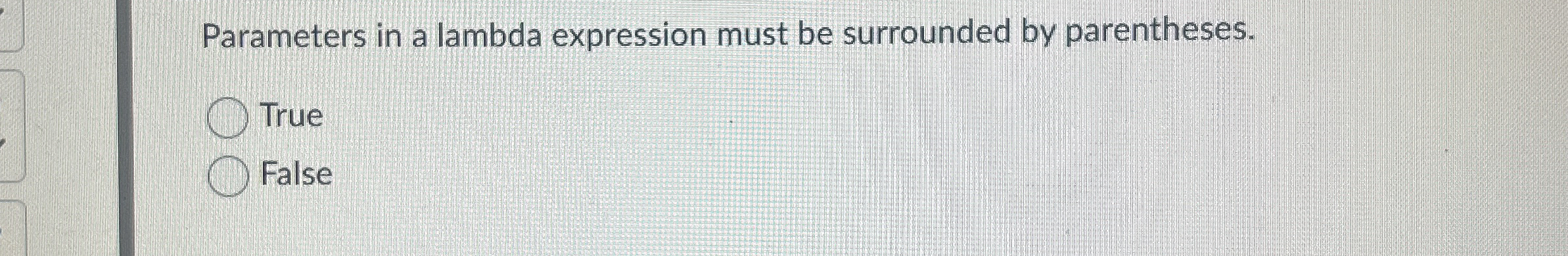 Solved Parameters in a lambda expression must be surrounded | Chegg.com