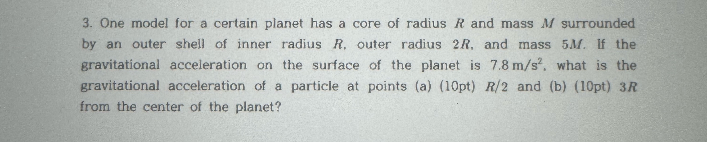 Solved One model for a certain planet has a core of radius R | Chegg.com