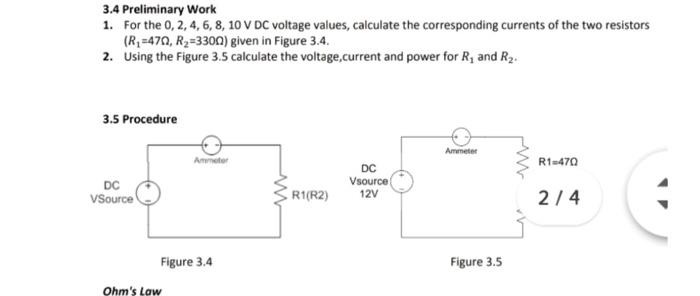 Solved 3.4 Preliminary Work 1. For the 0,2,4,6,8,10 VDC | Chegg.com