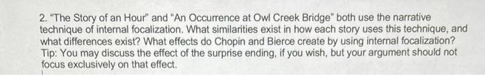 2. "The Story of an Hour" and "An Occurrence at Owl | Chegg.com
