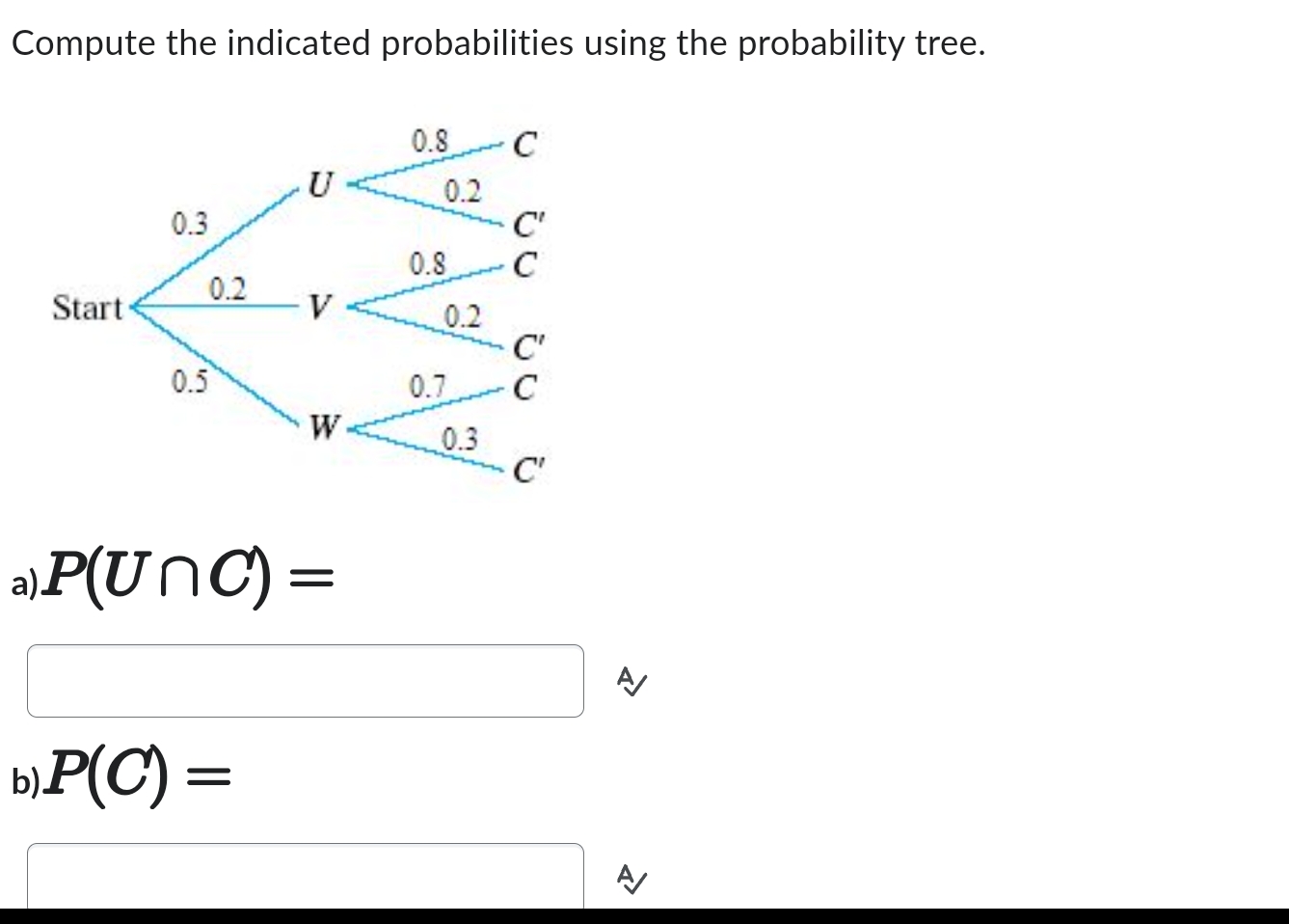Solved Compute the indicated probabilities using the | Chegg.com