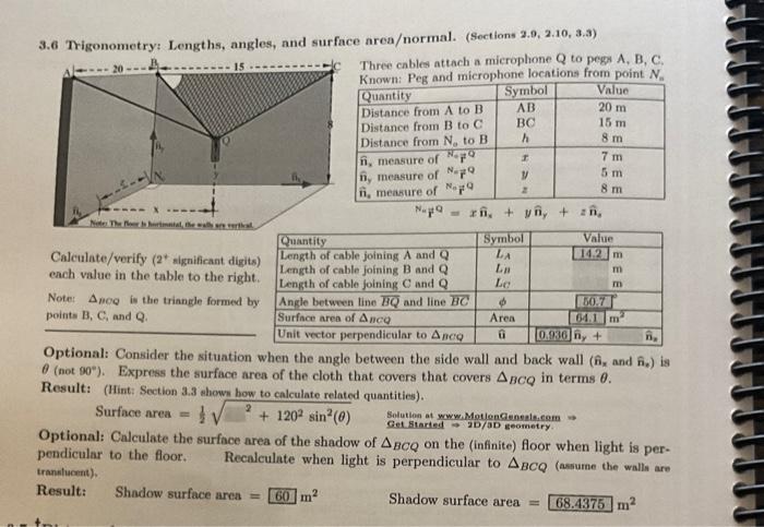 Solved 3.6 Trigonometry: Lengths, angles, and surface | Chegg.com