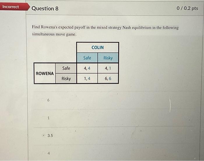 Solved Find Rowena's expected payoff in the mixed strategy | Chegg.com