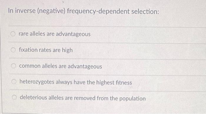 Solved In the positive frequency dependent selection | Chegg.com