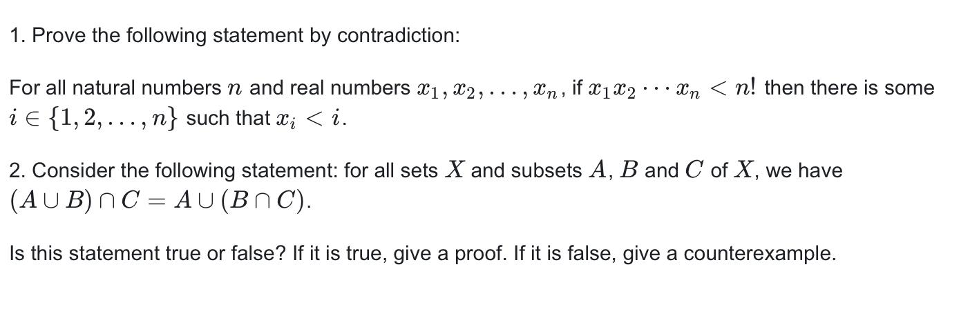 Solved Prove the following statement by contradiction:For | Chegg.com