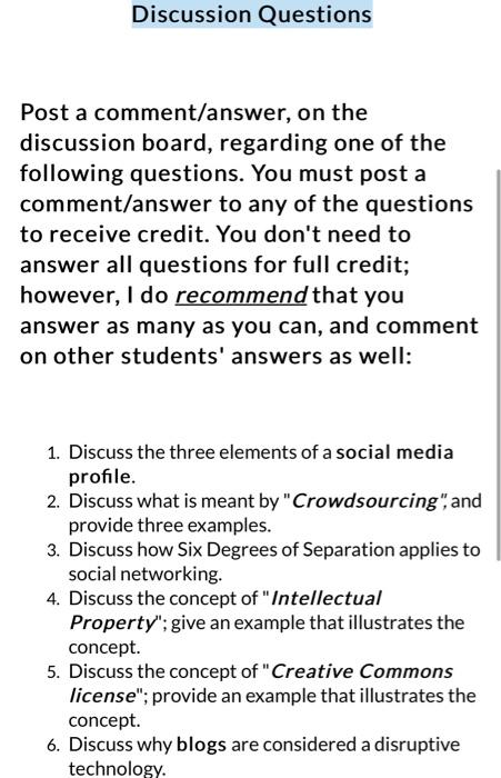 Post a comment/answer, on the discussion board, | Chegg.com
