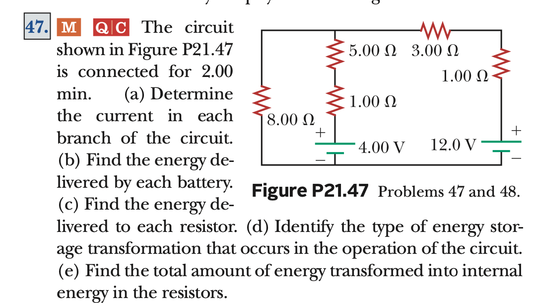 Solved M,Q|C ﻿The circuitshown in Figure P21.47is connected | Chegg.com