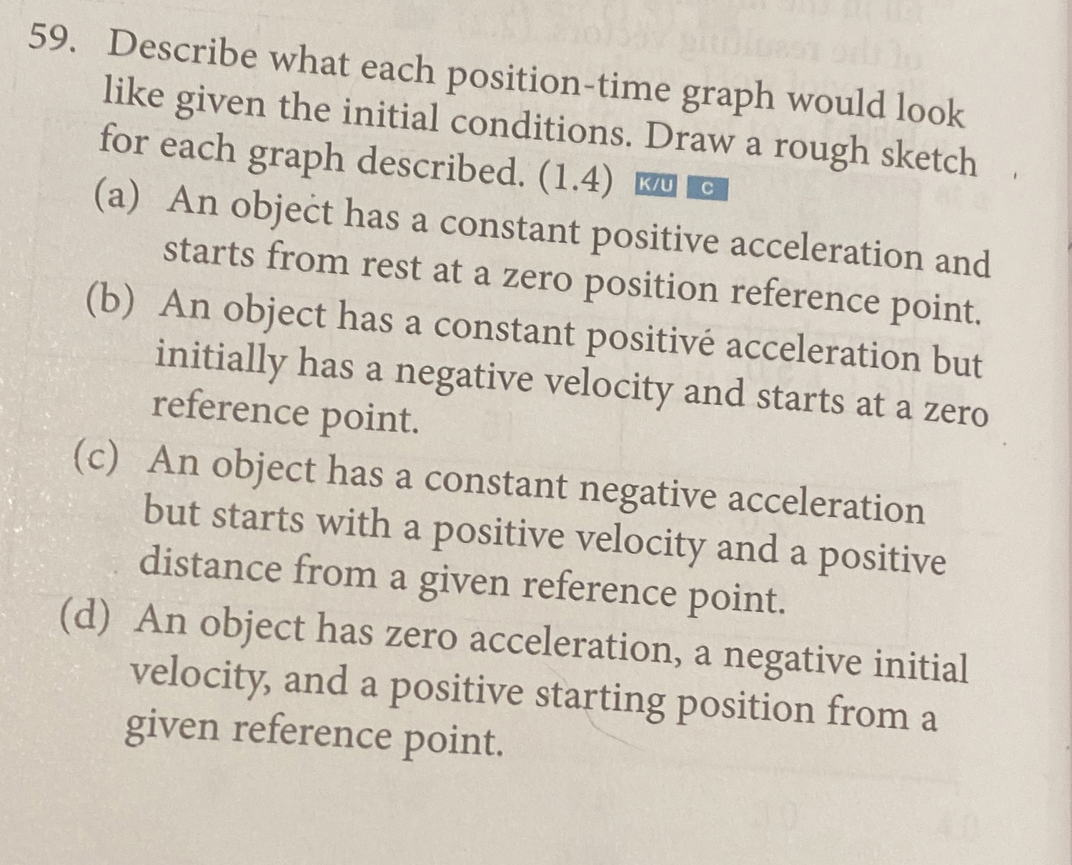 Solved Describe what each position-time graph would look | Chegg.com