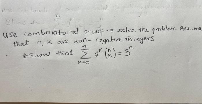 Solved Use Combinatorial Proof To Solve The Problem Assume