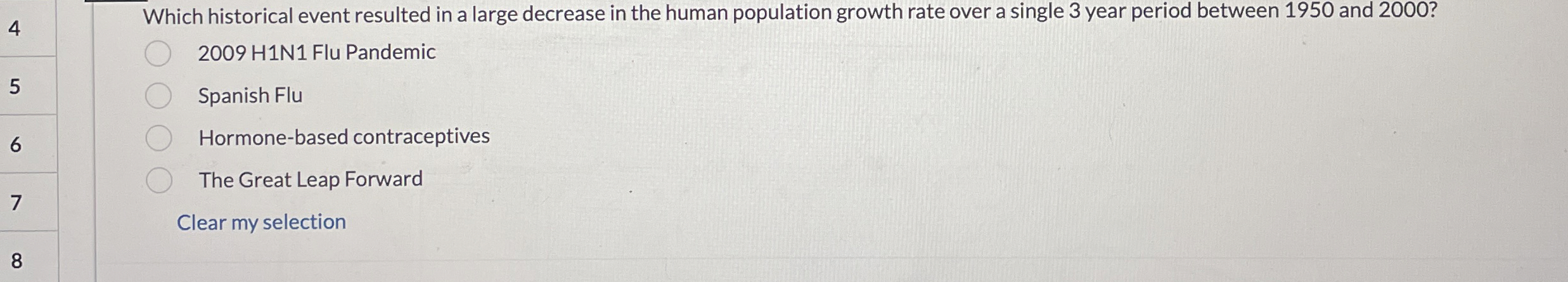 Solved 4Which historical event resulted in a large decrease | Chegg.com