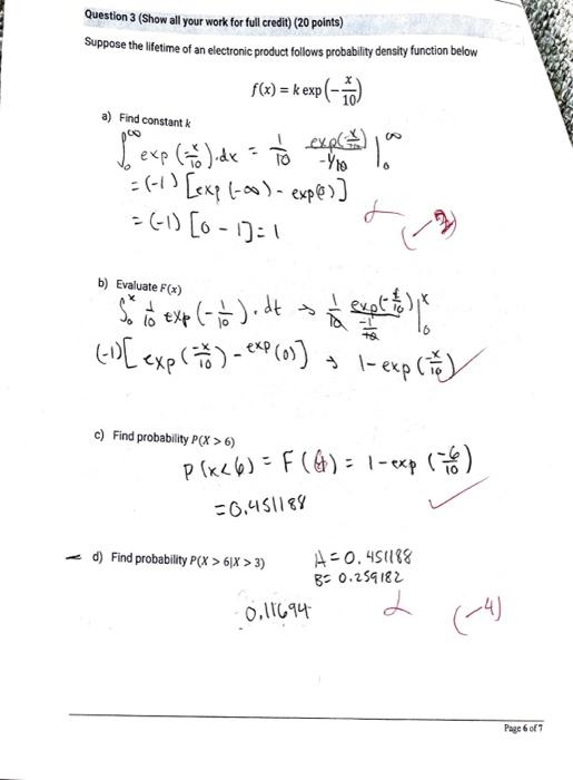 Solved Question 3 (Show all your work for full credit) ( 20 | Chegg.com
