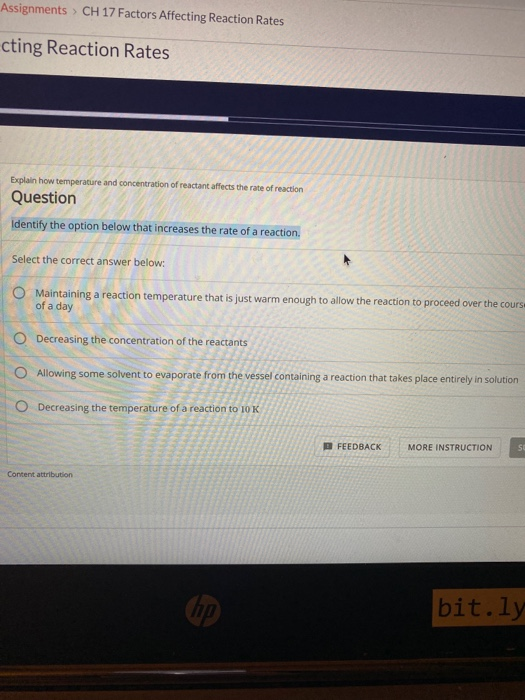 Solved Assignments > CH 17 Factors Affecting Reaction Rates | Chegg.com