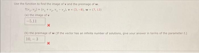 Solved use the function to find the image of v and the | Chegg.com