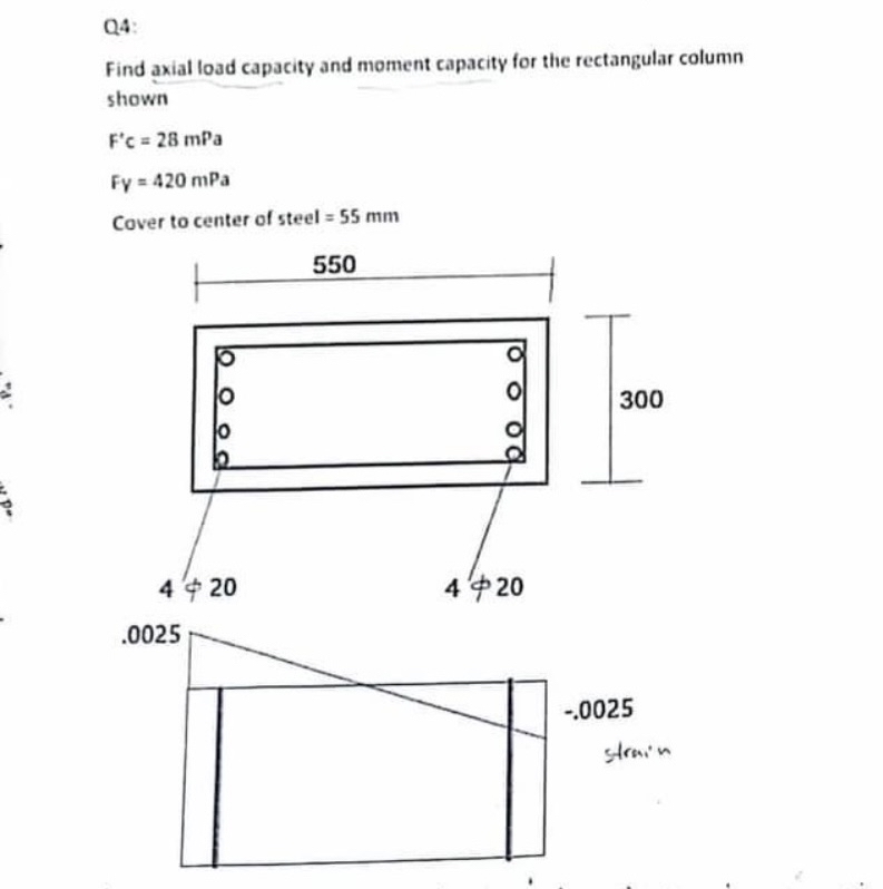 [solved] Q 4 Find Axial Load Capacity And Moment Capacity