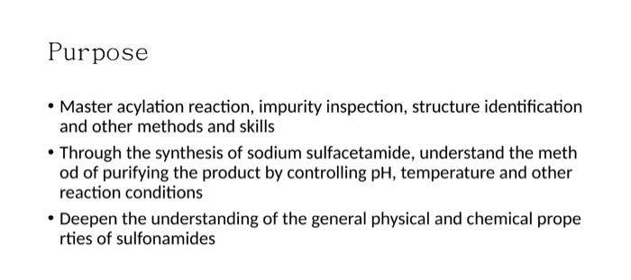 Solved Experiment 3 Synthesis Sulfacetamide Sodium Purpose • | Chegg.com