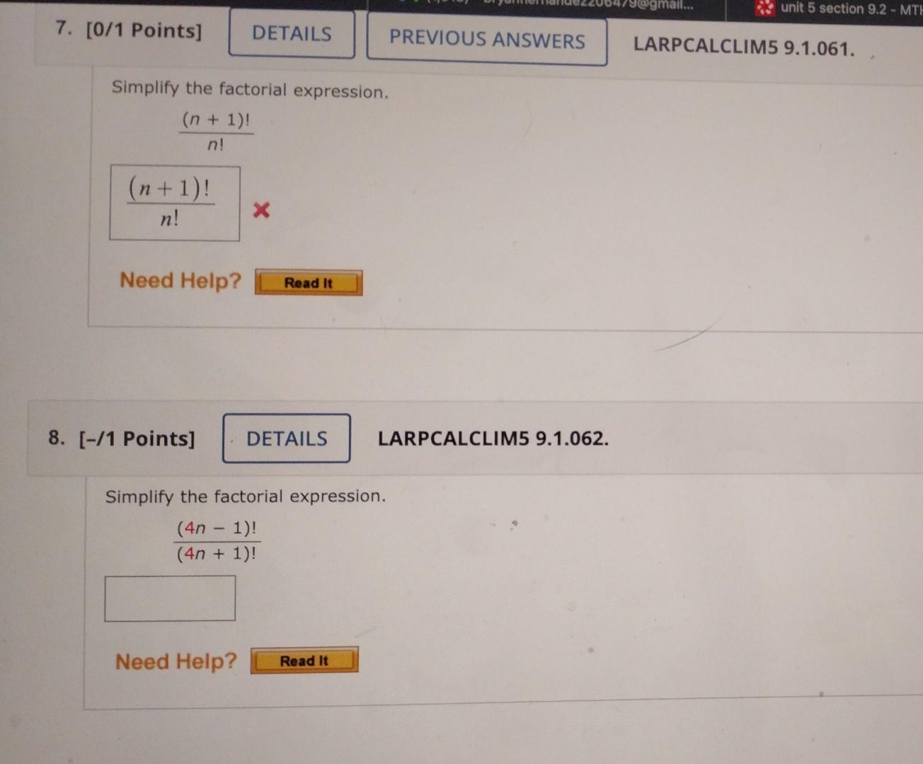 Solved Simplify the factorial expression. n!(n+1)! /1 | Chegg.com