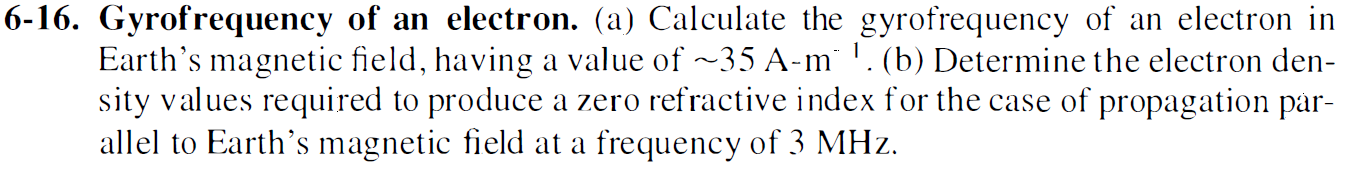 Calculate the gyrofrequency of an electron in Earth's | Chegg.com