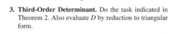3. Third-Order Determinant. Do the task indicated in | Chegg.com