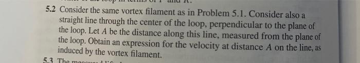 Solved 5.2 Consider the same vortex filament as in Problem | Chegg.com