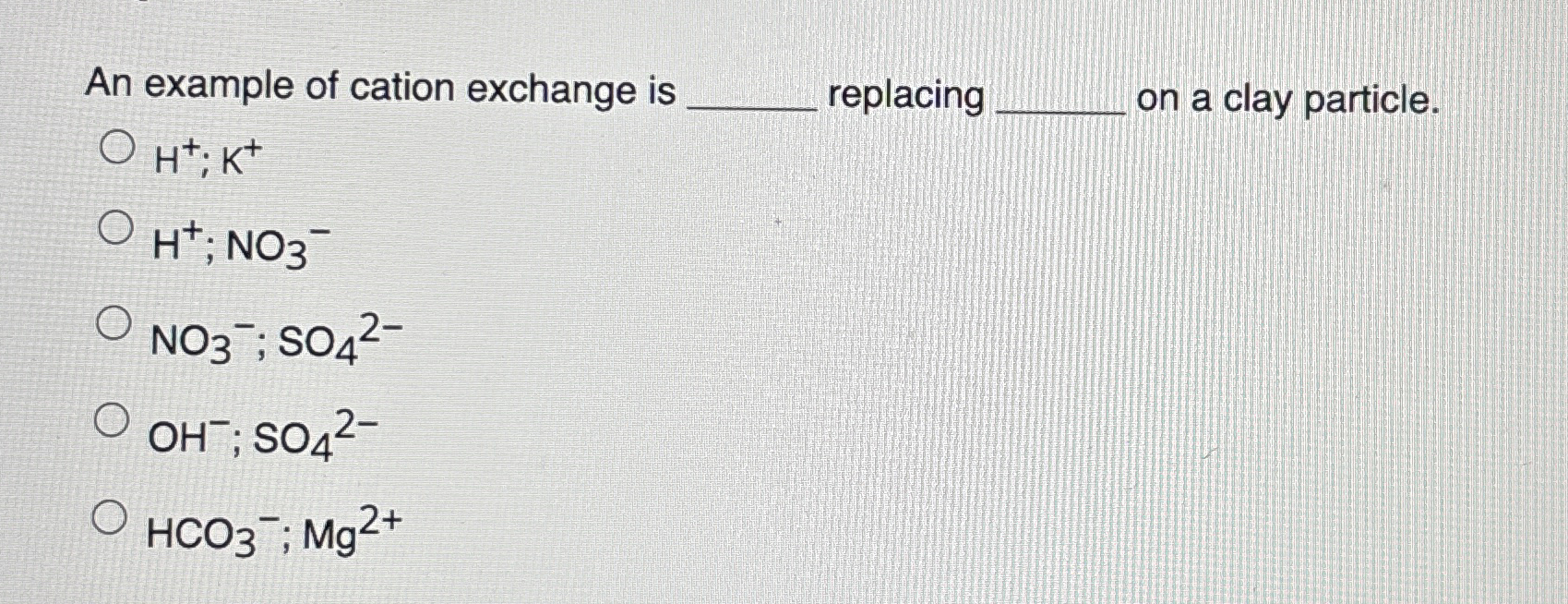 Solved An example of cation exchange is q, ﻿replacing on a | Chegg.com