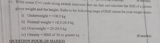 Solved c) ﻿Write some C++ ﻿code using switch statement that | Chegg.com