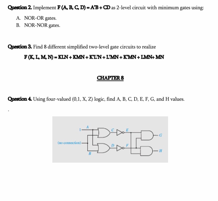 Solved Question 2. Implement F(A, B, C, D) - A B + CD as | Chegg.com