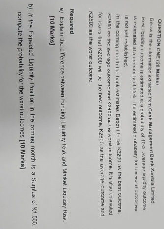 Solved QUESTION ONE (20 ﻿Marks)Below is the information | Chegg.com