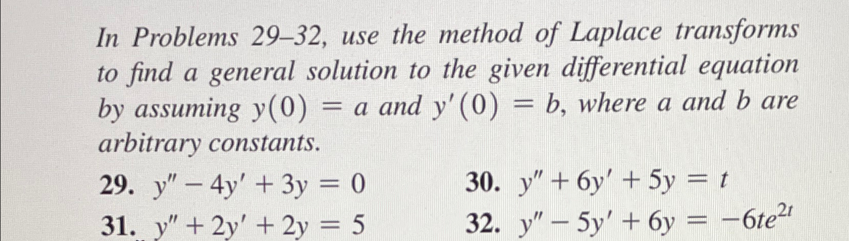 Solved In Problems 29-32, ﻿use the method of Laplace | Chegg.com
