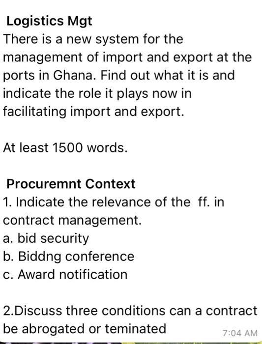 Solved Logistics Mgt There is a new system for the | Chegg.com