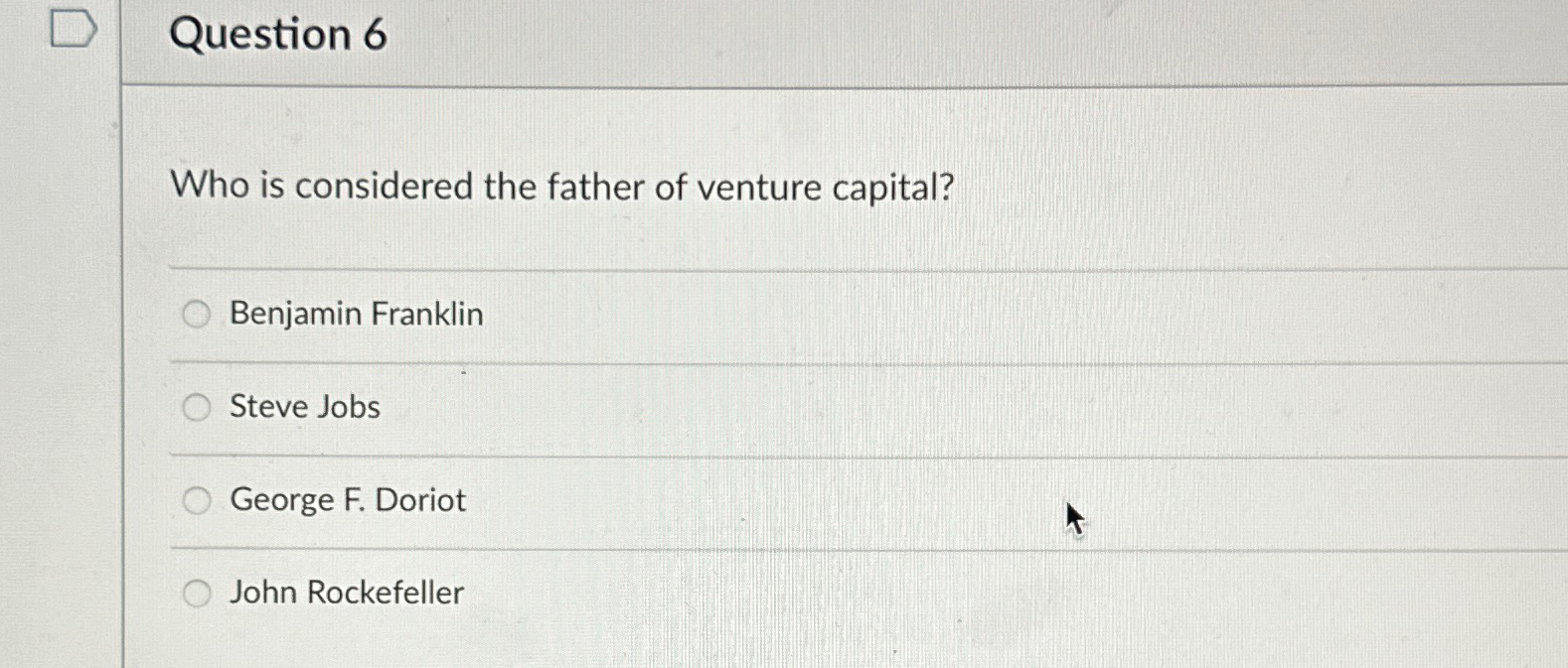 Solved Question 6Who is considered the father of venture | Chegg.com