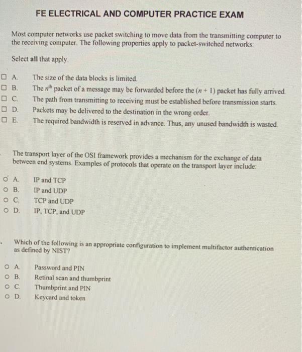 Solved FE ELECTRICAL AND COMPUTER PRACTICE EXAM Most | Chegg.com