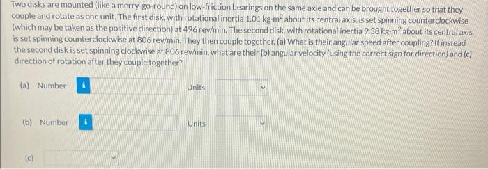 Solved Two disks are mounted (like a merry-go-round) on | Chegg.com
