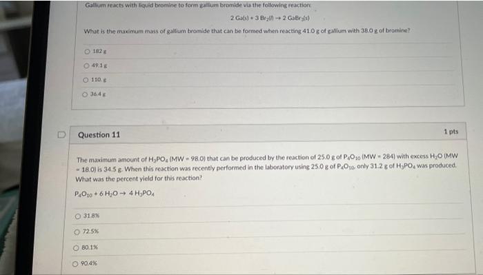 Solved Gallum reacts with liquid bromine to form allium | Chegg.com