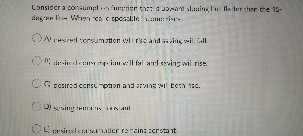 Solved Consider a consumption function that is upward | Chegg.com