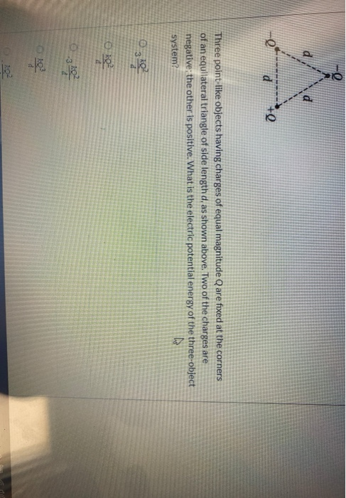 Solved + Three point-like objects having charges of equal | Chegg.com