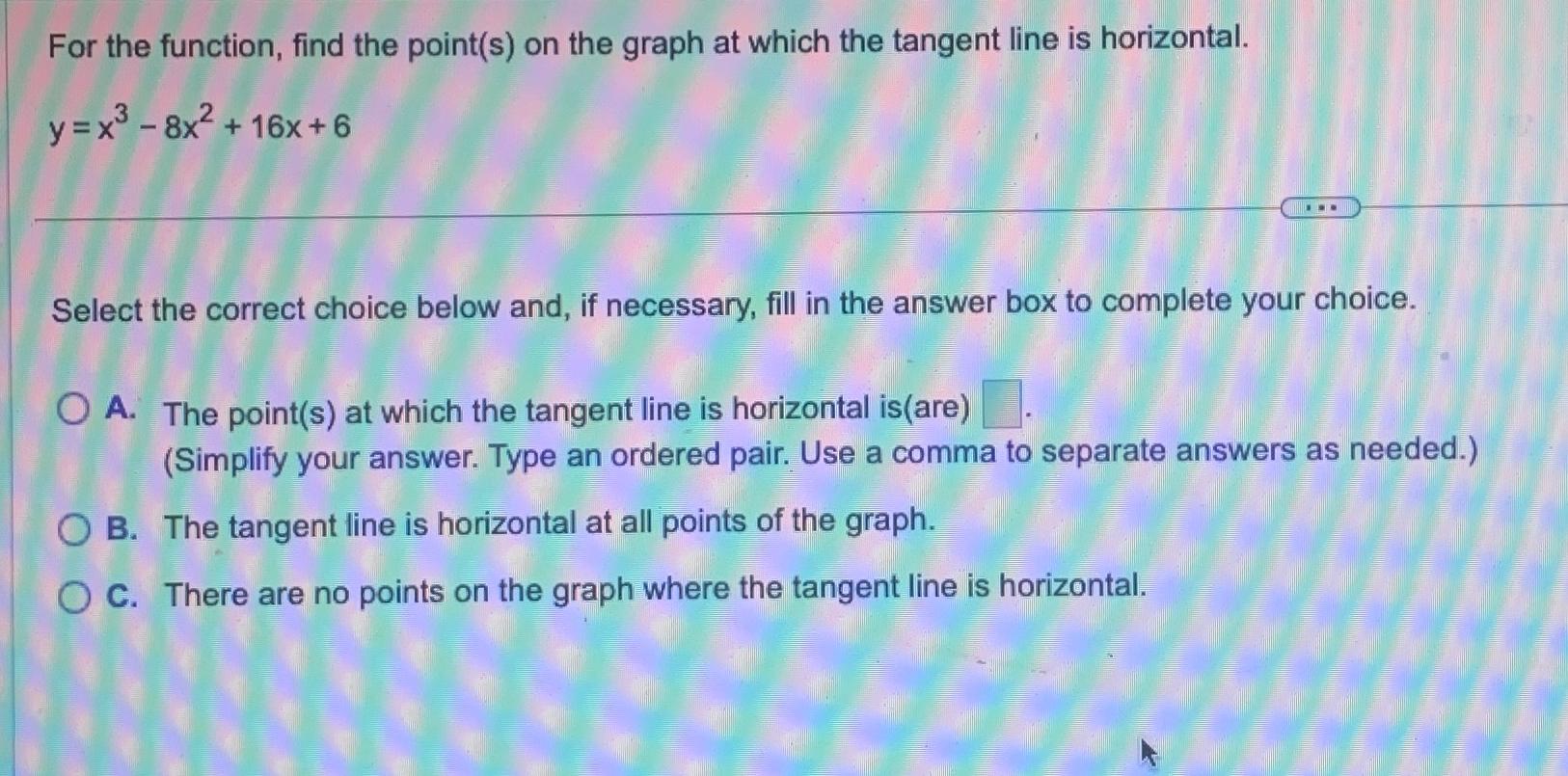 Solved For the function, find the point(s) ﻿on the graph at | Chegg.com