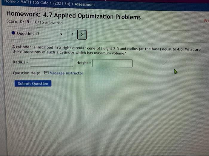 Solved Home > MATH 155 Calc 1 (2021 Sp) > Assessment | Chegg.com