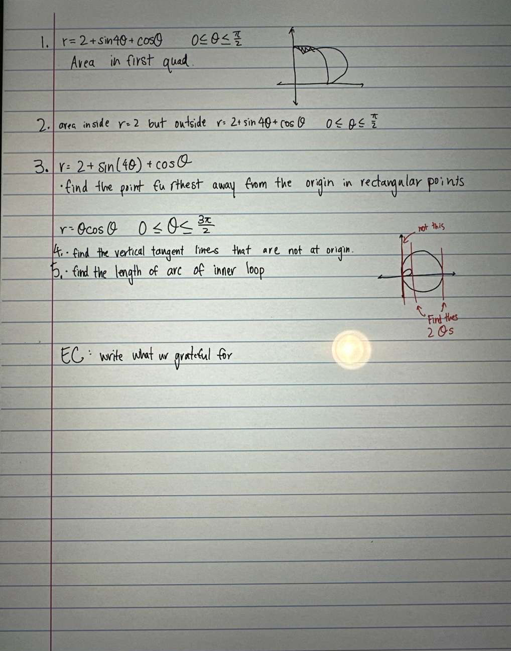 Solved r=2+sin4θ+cosθ,0≤θ≤π2 ﻿Area in first quad.area inside | Chegg.com