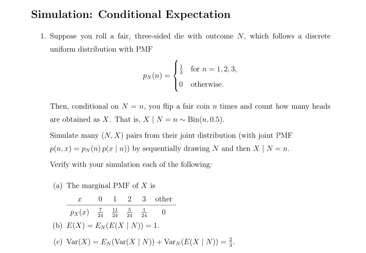 Solved Can you give an r code Simulation: Conditional | Chegg.com
