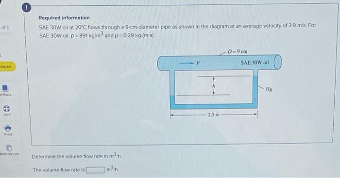 Solved SAE 30W oil at 20 degrees celcius flows through a | Chegg.com